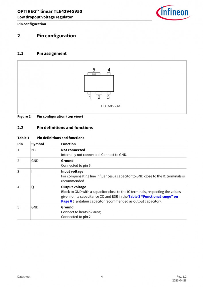 TLE4294GV50 datasheet page 4