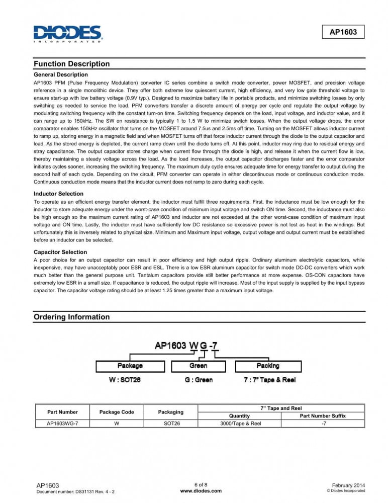 AP1603 datasheet page 6