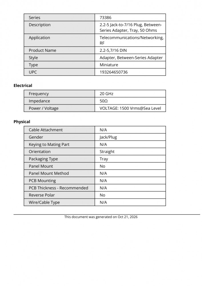 Technical document image 2 for MOLEX 733867650