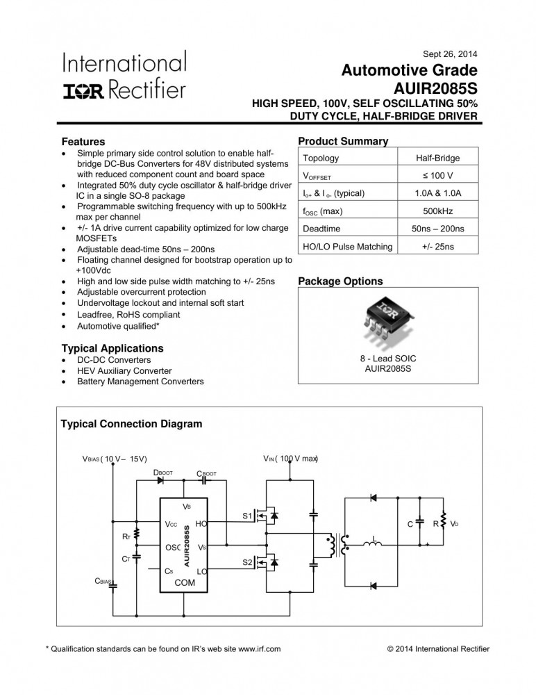 AUIR2085STR technical document page 1