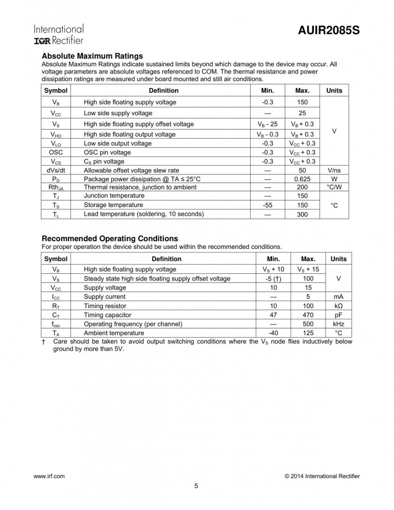 AUIR2085STR technical document page 5