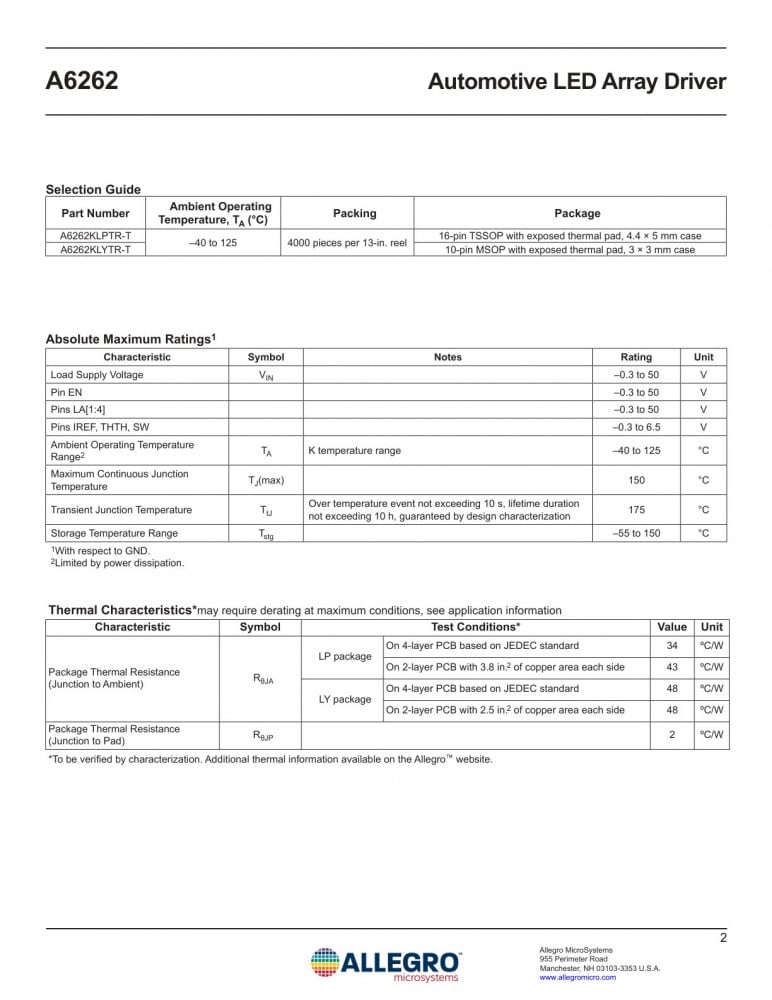 A6262 datasheet page 2