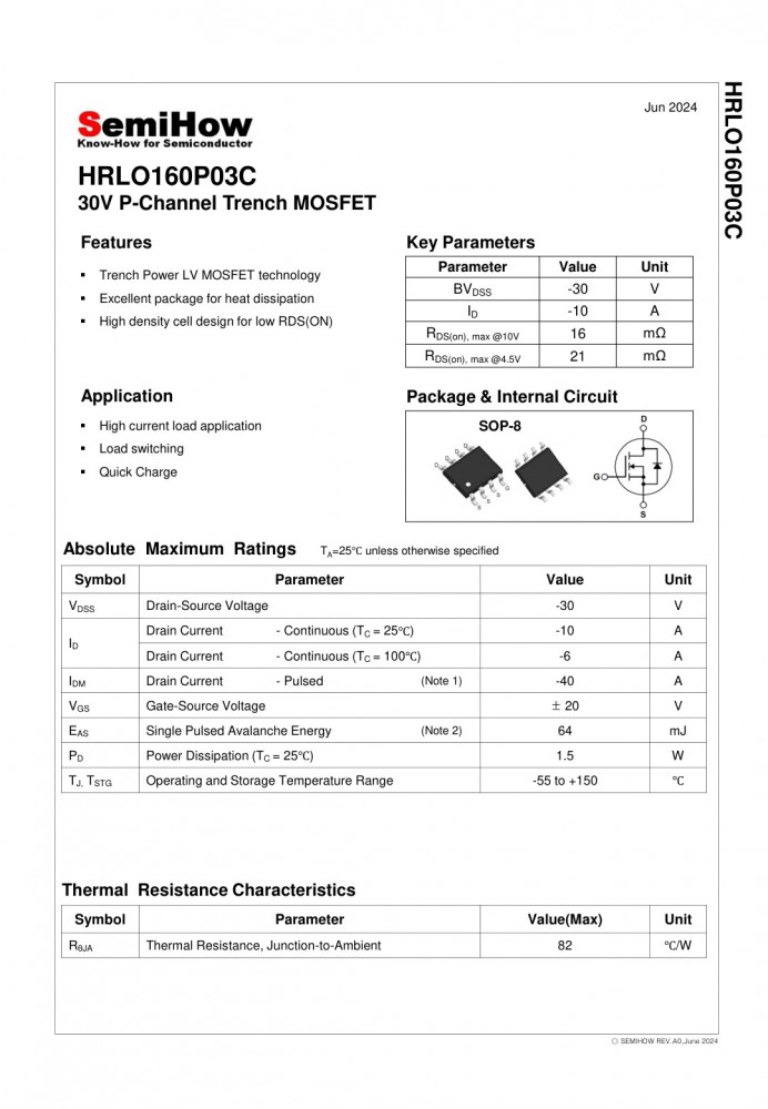 HRLO160P03C datasheet page 1
