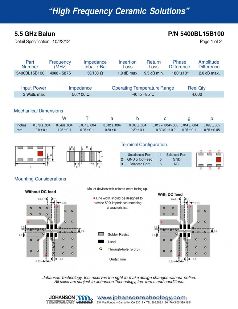5400BL15B100E datasheet page 1