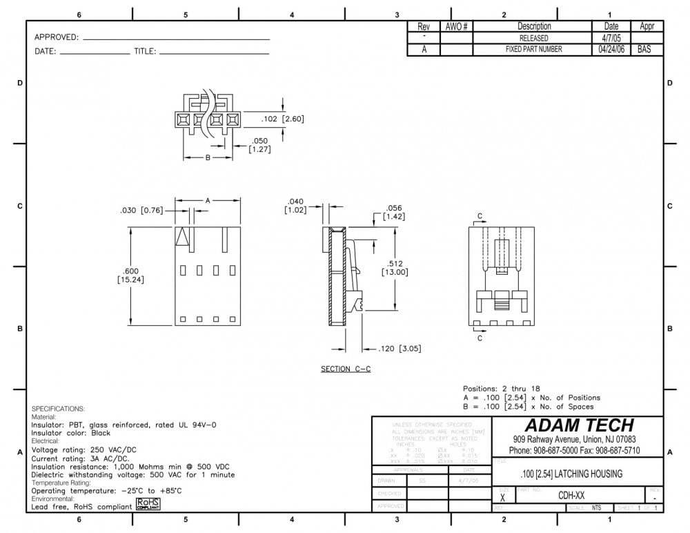 ADAM TECH CDH-11 technical drawing page