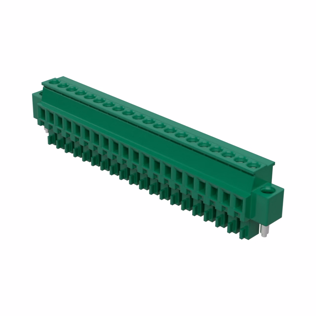 3.81mm Pitch Eurostyle Vertical Plug, with Retention Screws, Front Wire Entry, Green Housing, 20 Circuits for sale