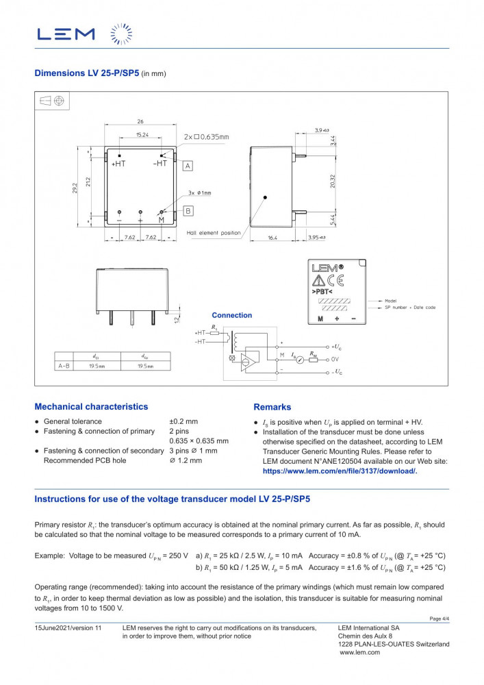 LV25-P/SP5 datasheet page 4