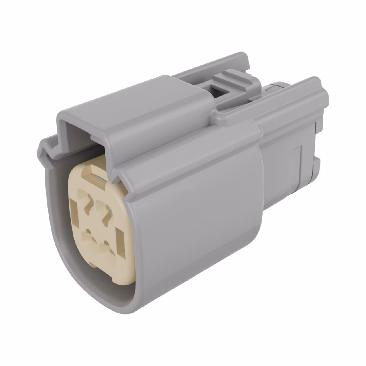 MX150 Mat-Sealed Female Connector Assembly, Dual Row, 4 Circuits, Keying Option B, without Connector Position Assurance, with Open Standard Grommet Cap, Light Gray for sale