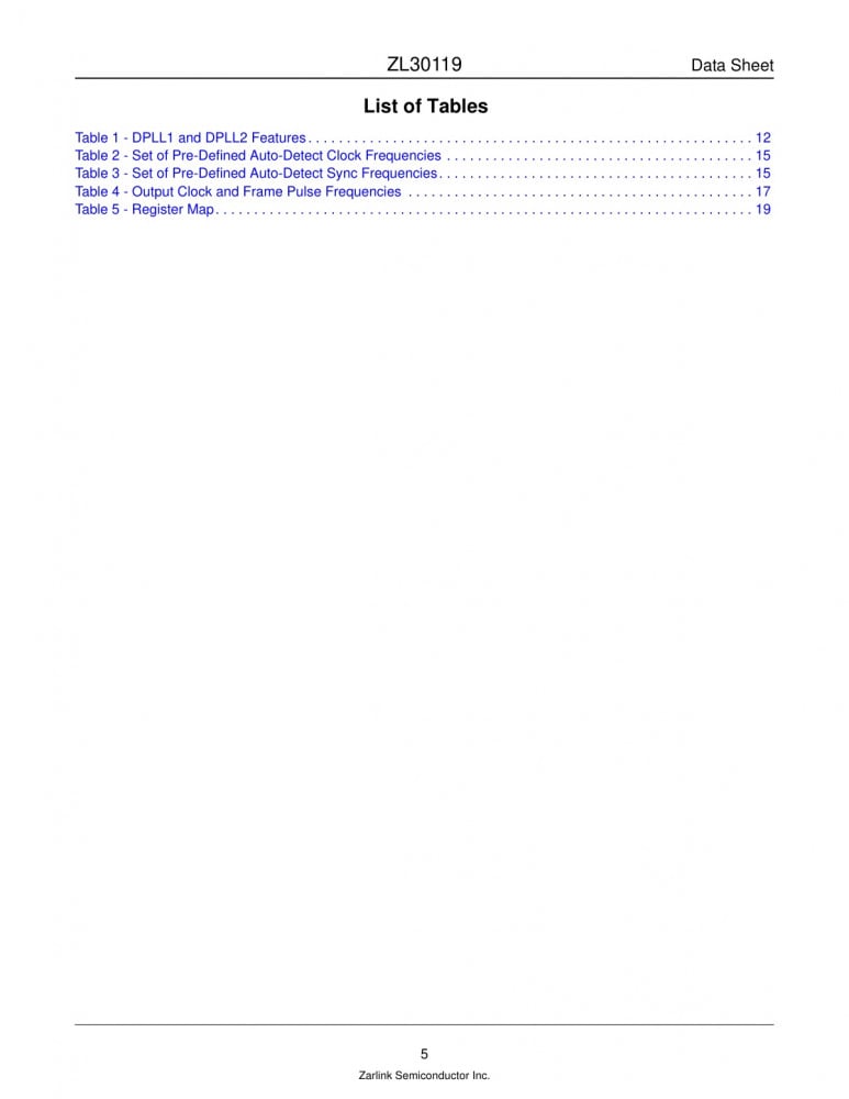 ZL30119GGG2 datasheet page 5