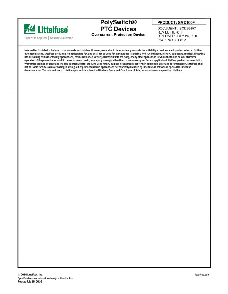 Littelfuse SMD100F-2 datasheet page 2