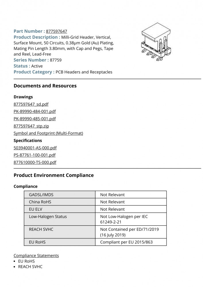 MOLEX 877597647 technical drawing image 1