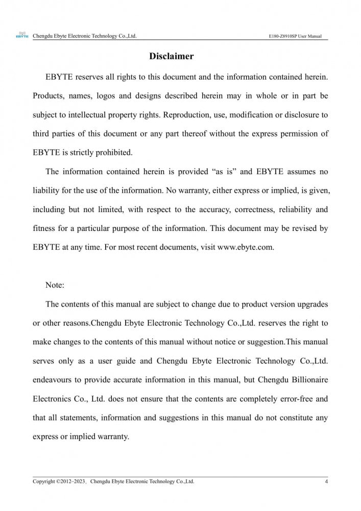 E180-Z8910SP datasheet page 4