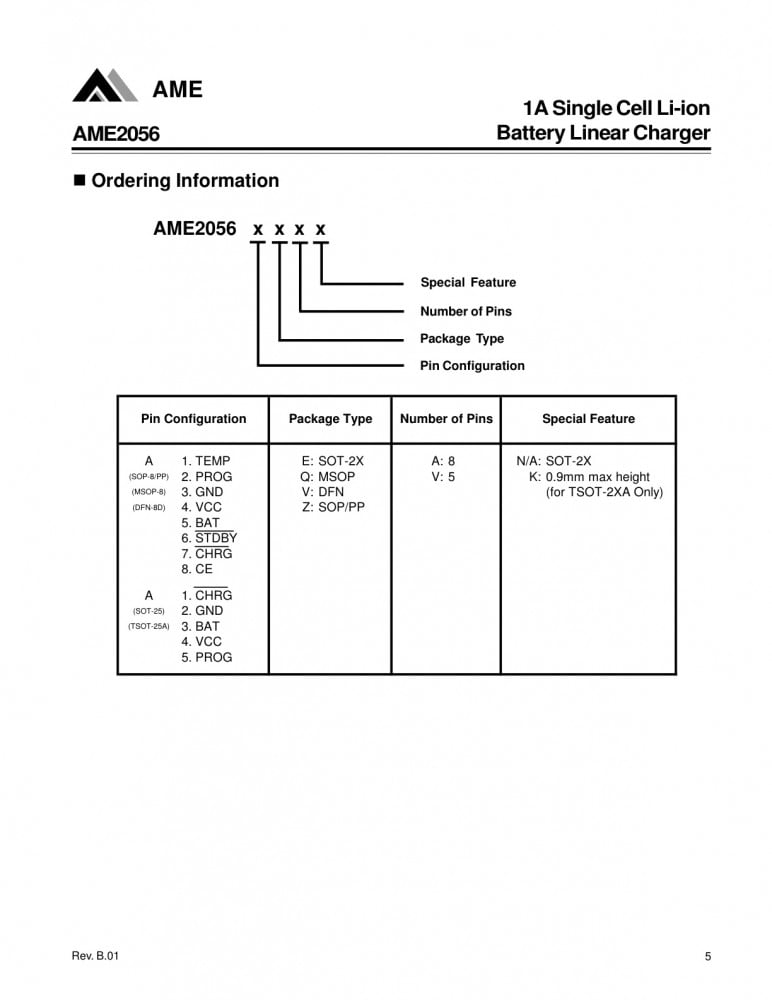 AME2056 datasheet page 5