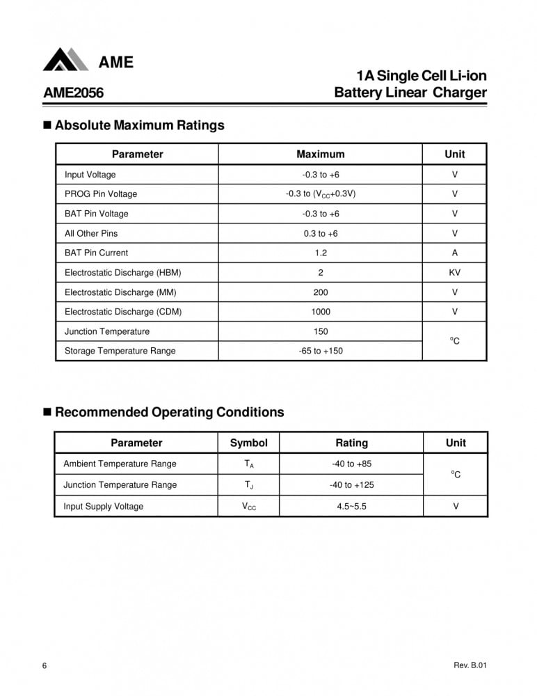 AME2056 datasheet page 6