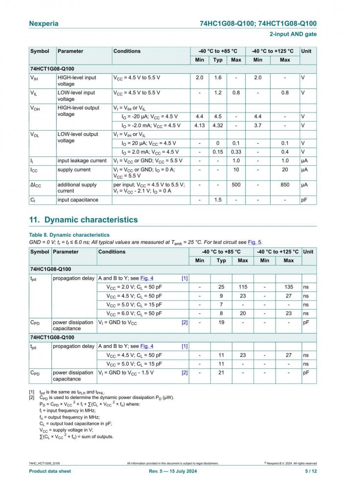 Nexperia datasheet page 5