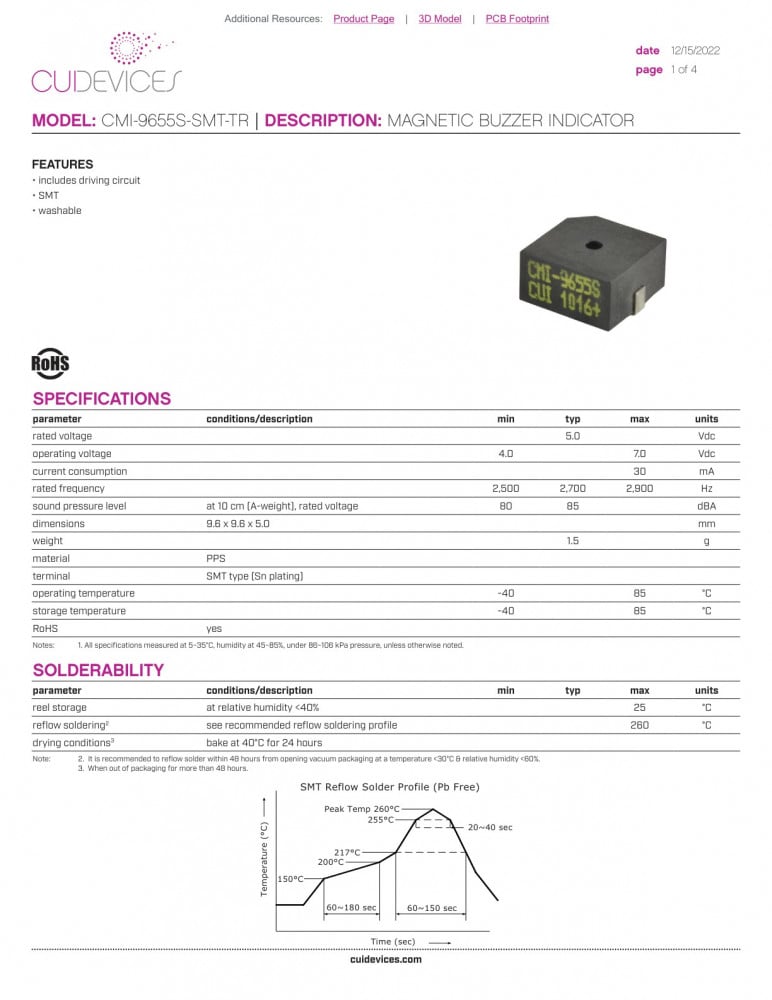 CMI-9655S-SMT-TR datasheet page 1