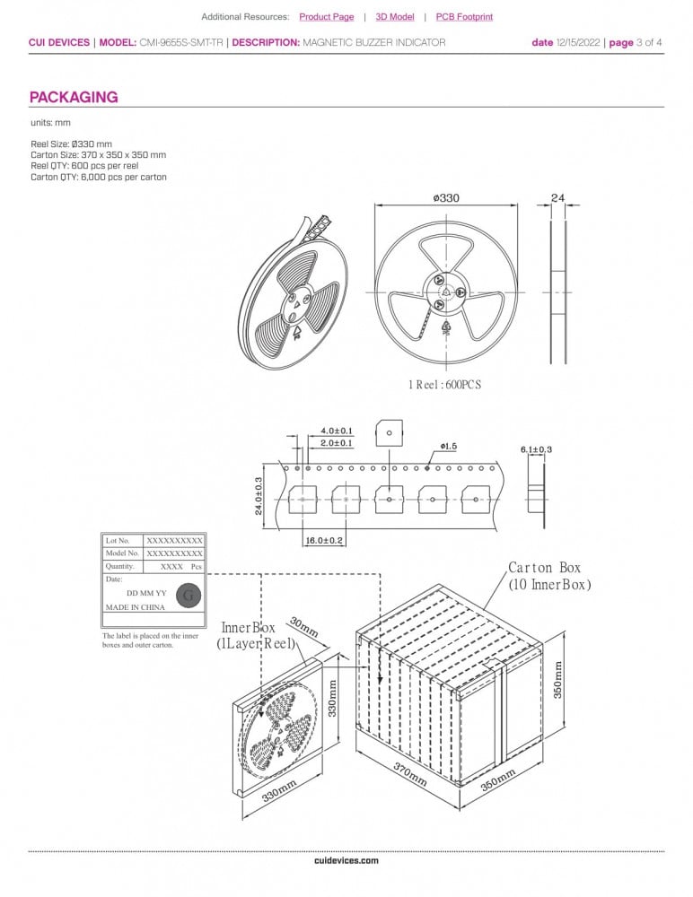 CMI-9655S-SMT-TR datasheet page 3