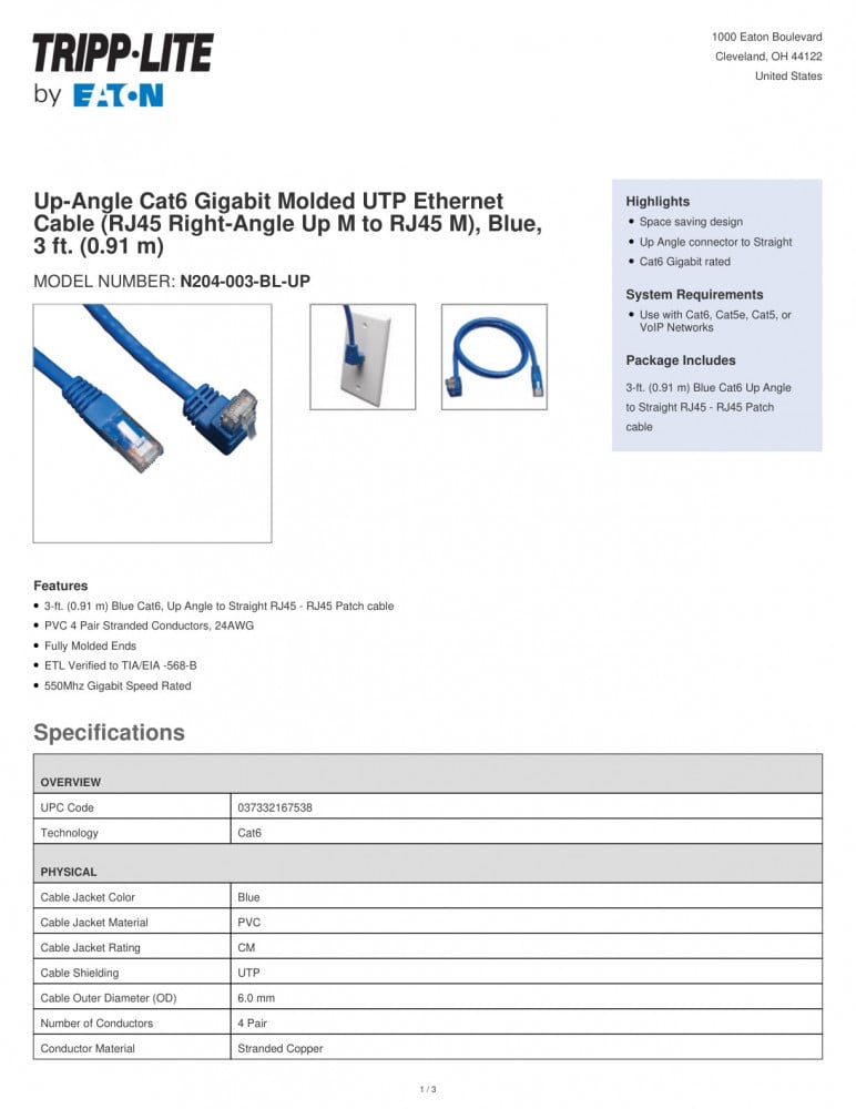 N204-003-BL-UP technical document page 1