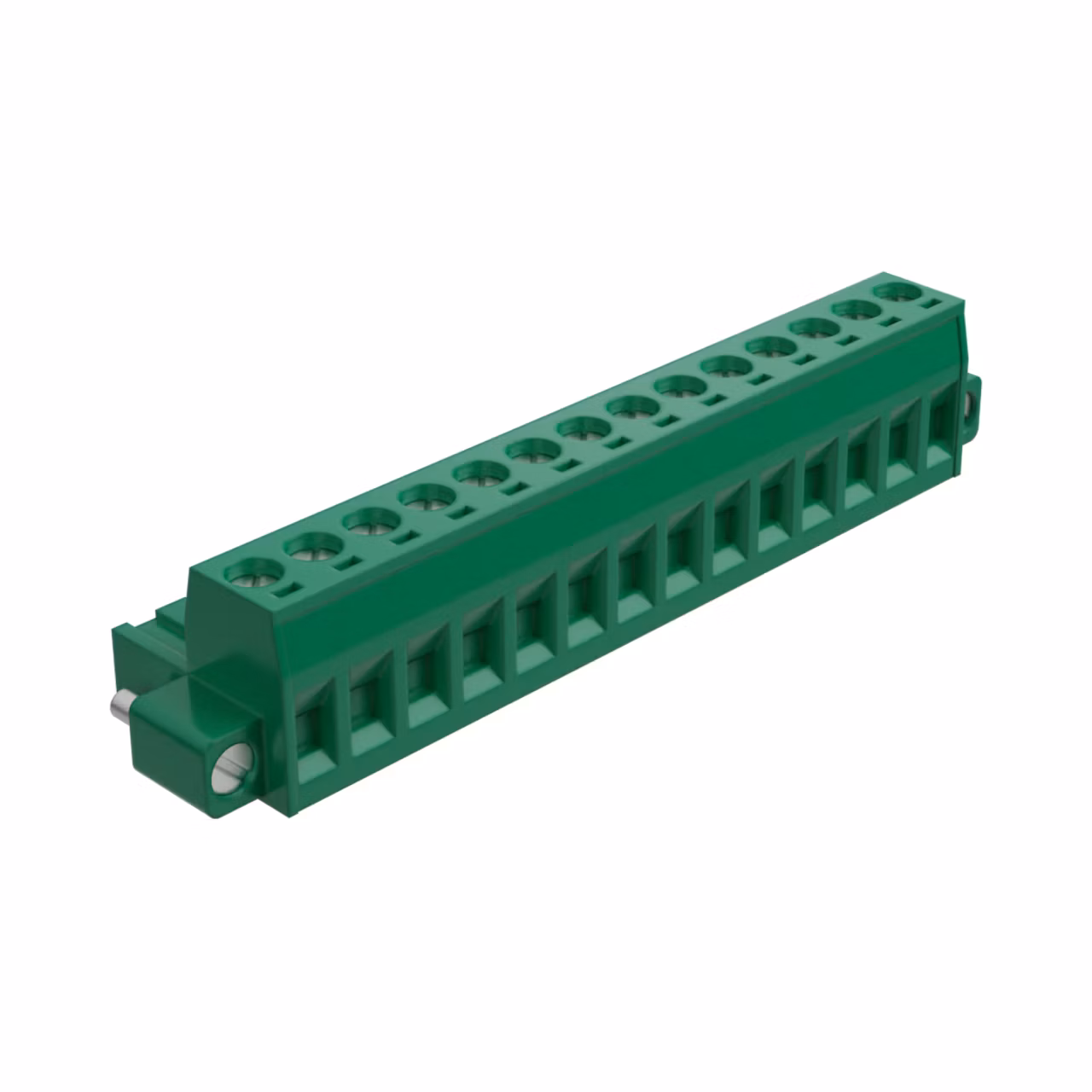 5.00mm Pitch Eurostyle Horizontal Plug, with Retention Screws and Standard Imprinting, Green Housing, Gold (Au) Plated, 14 Circuits for sale