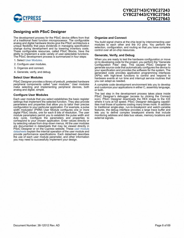 CY8C27443 datasheet page 9
