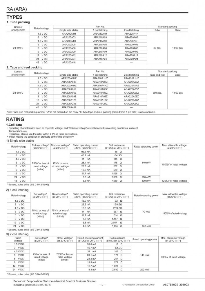 ARA200A24 technical document page 2