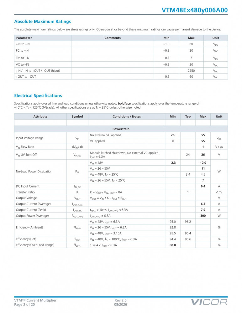 VTM48EF480T006A00 datasheet page 2