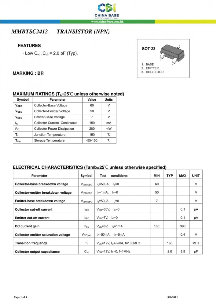 MMBTSC2412 datasheet page 1