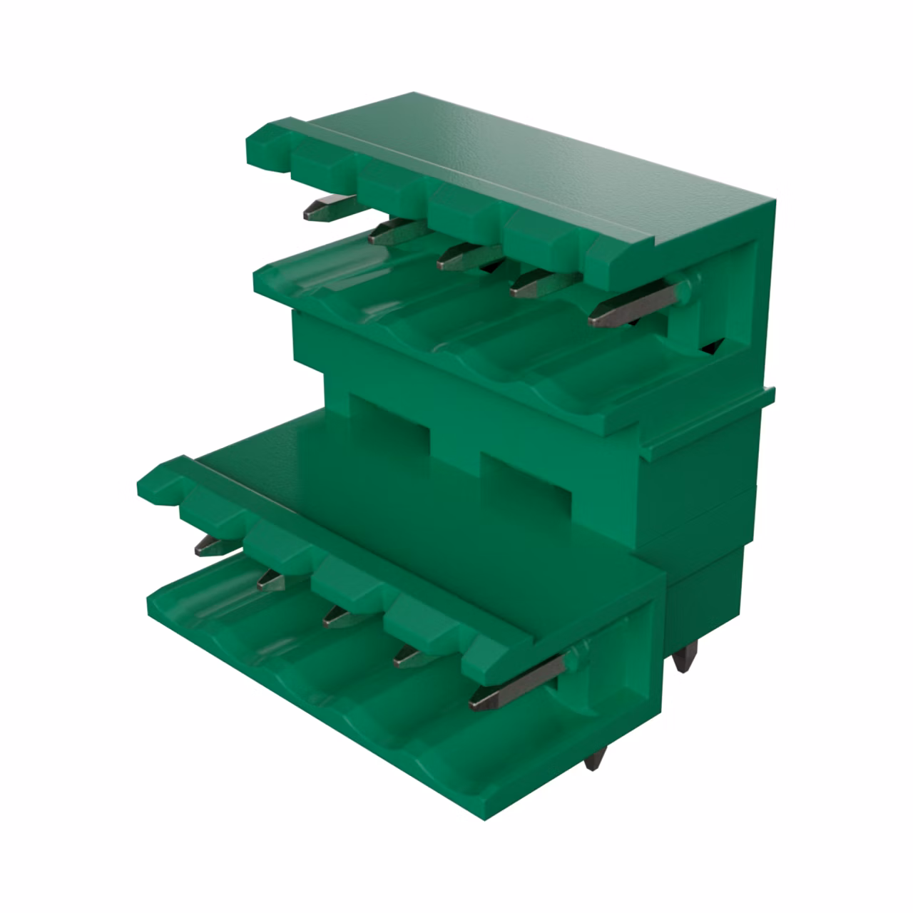 5.00mm Pitch Eurostyle Horizontal Dual Level PCB Header, Open Ends, Green Housing, 10 Circuits for sale
