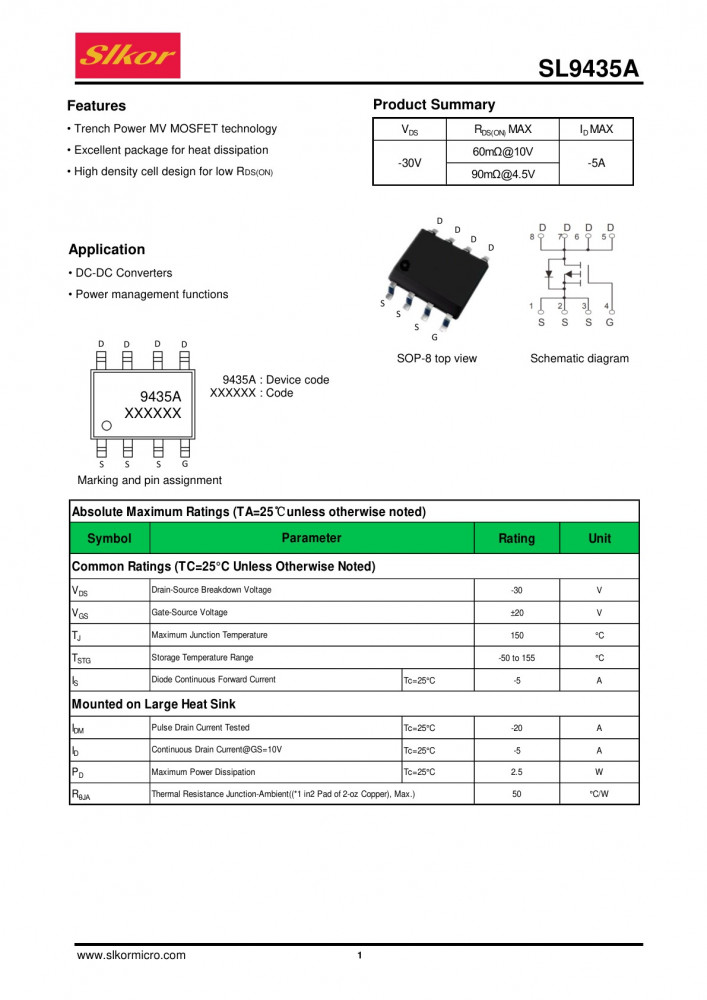 SL9435A datasheet page 1