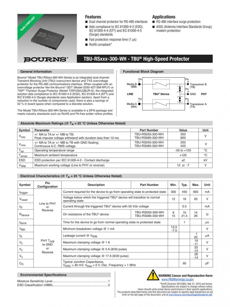 TBU-RS085-300-WH datasheet page 1