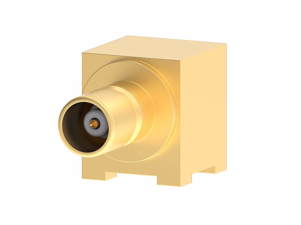 SMB Jack, Right-Angle, PCB Receptacle, Surface Mount, Brass Body, Gold (Au) Plated, Tray, 75 Ohms for sale
