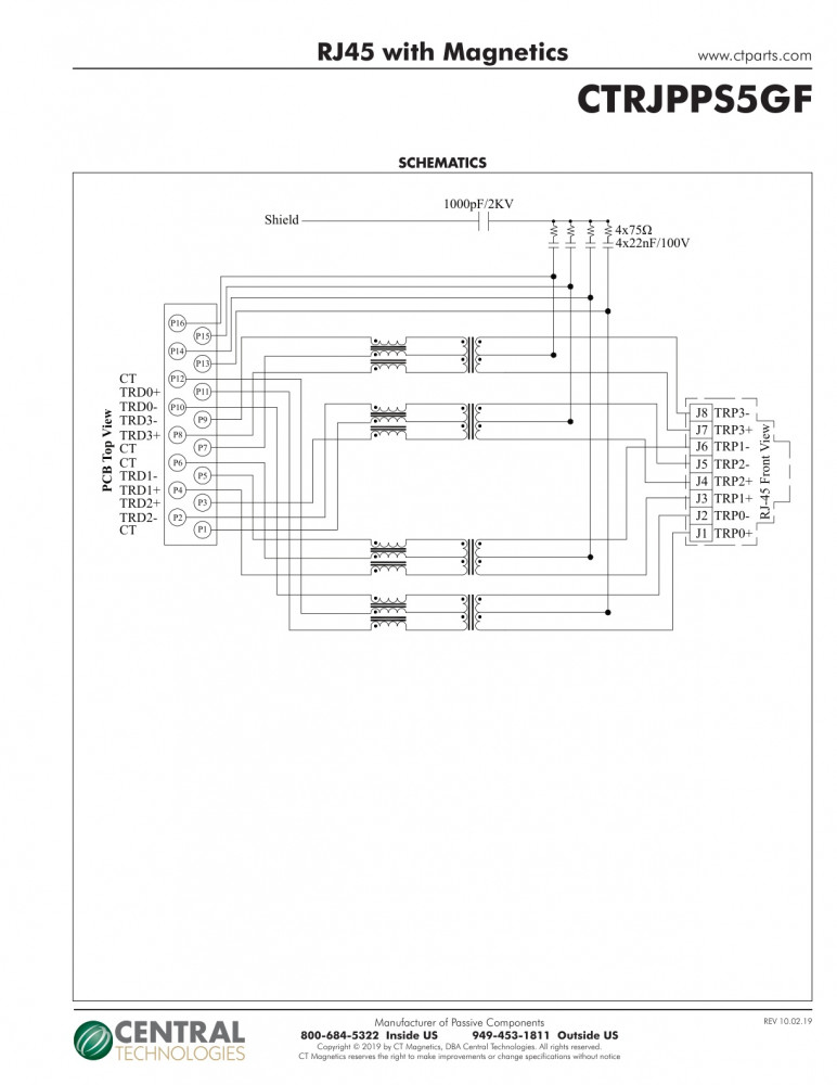 CTRJPPS5GF physical dimensions and schematic