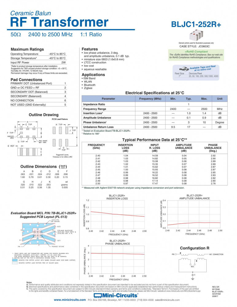 Mini-Circuits BLJC1-252R+ product datasheet preview