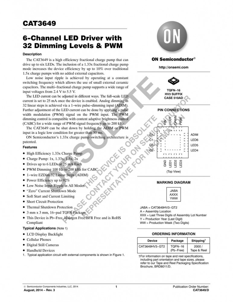 CAT3649 technical document page 1
