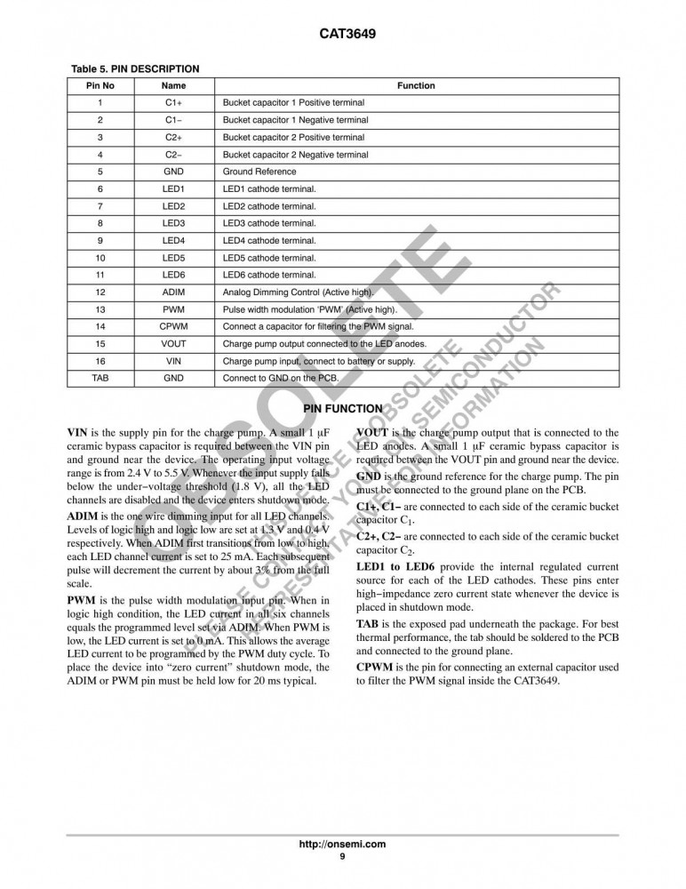 CAT3649 technical document page 9