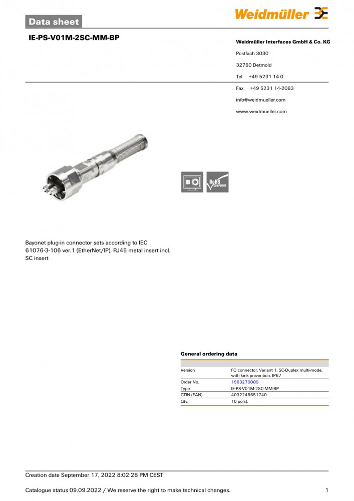 WEIDMULLER 1963270000 technical document page 1