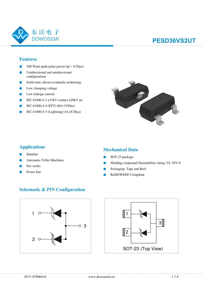 PESD36VS2UT datasheet page 1