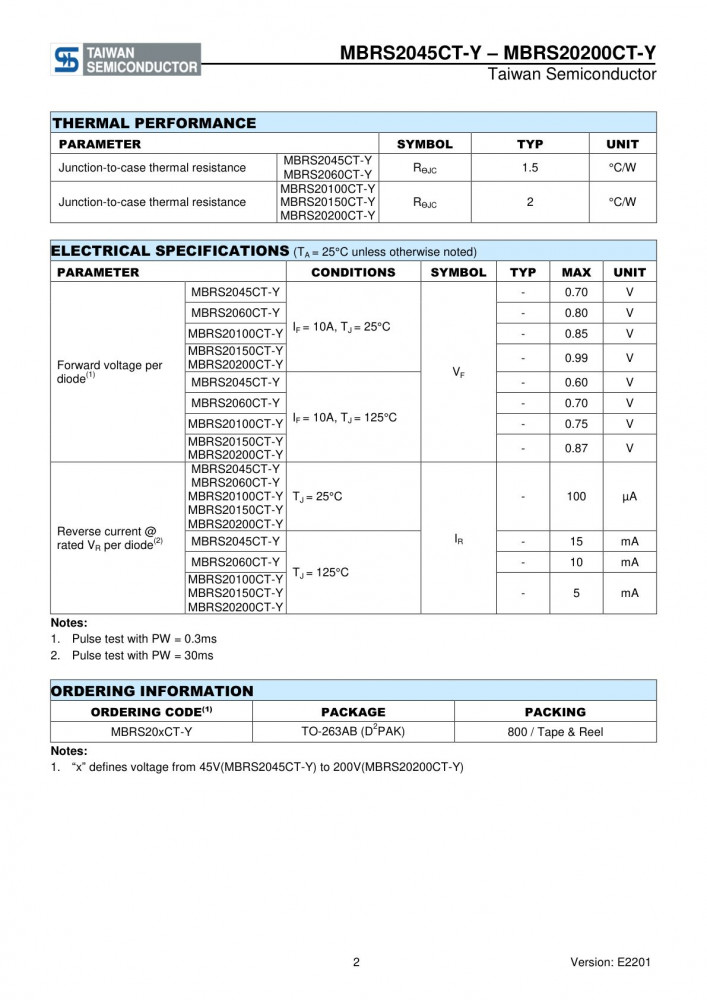 MBRS20150CT-Y datasheet page 2