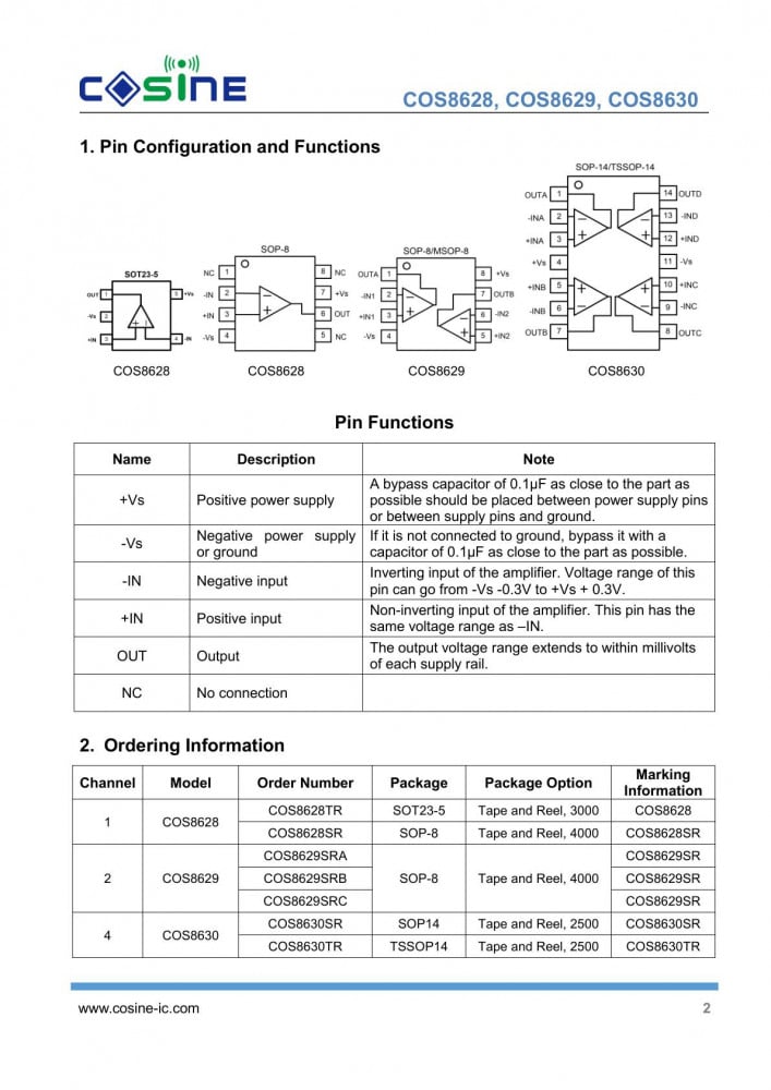 COS8629 datasheet page 2