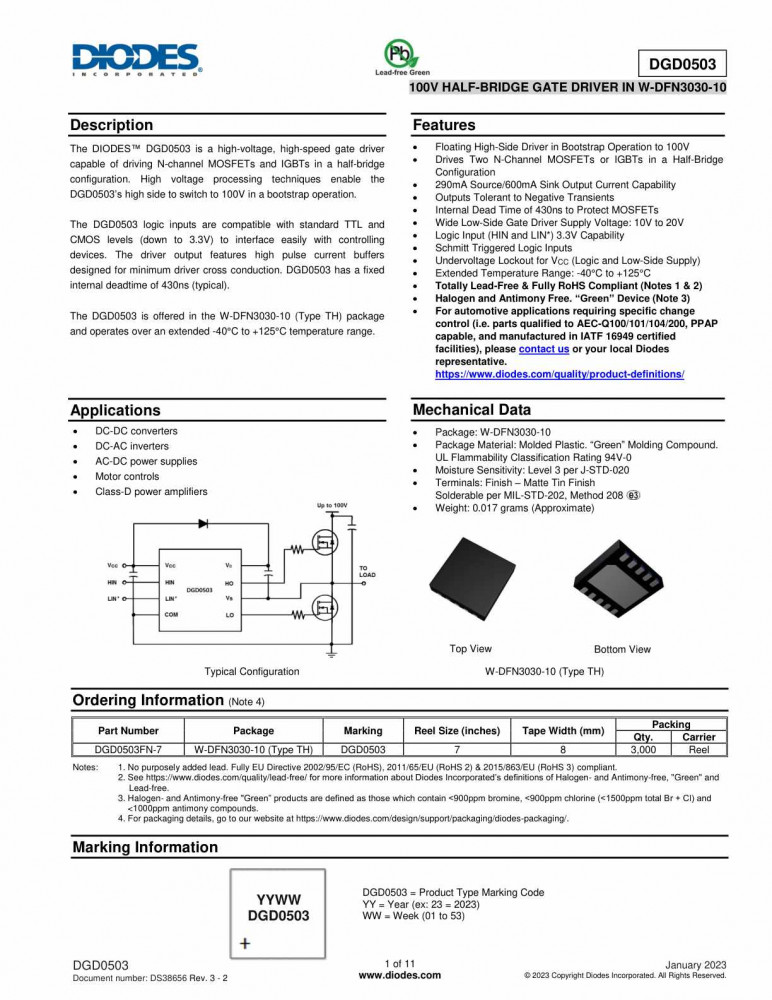 DGD0503FN-7 datasheet page 1