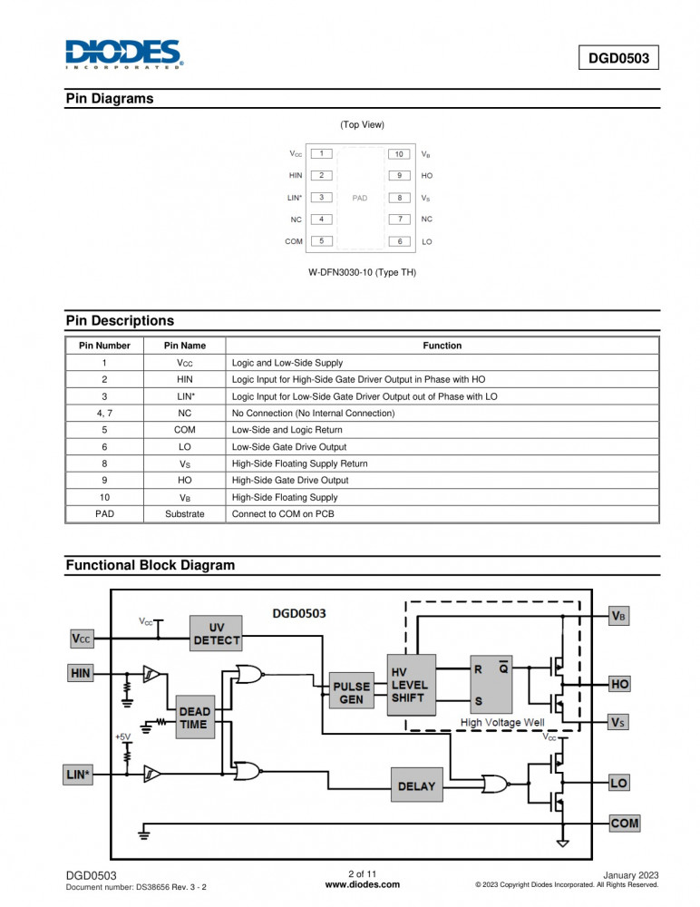 DGD0503FN-7 datasheet page 2