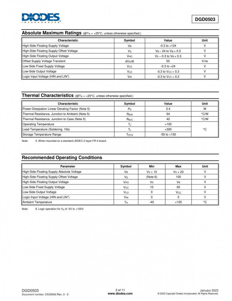 DGD0503FN-7 datasheet page 3