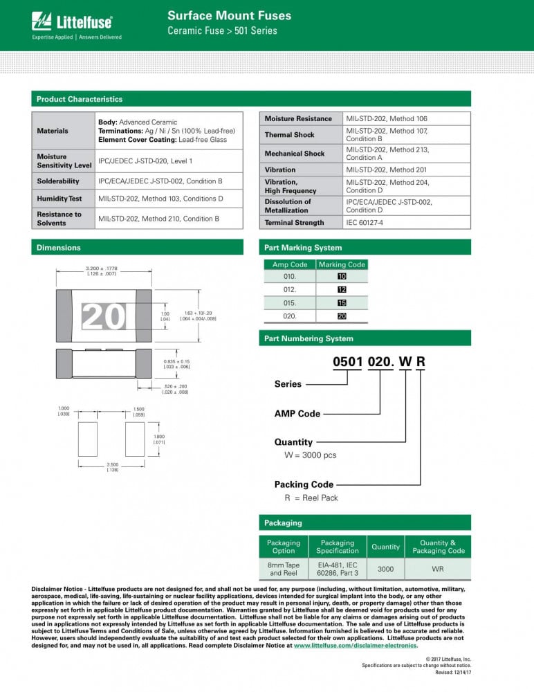 Littelfuse 0501020.WR datasheet page 3