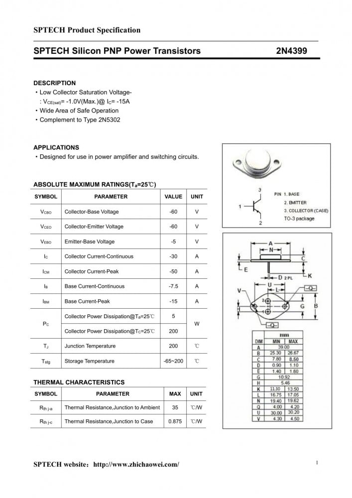 SPTECH 2N4399 datasheet page 1