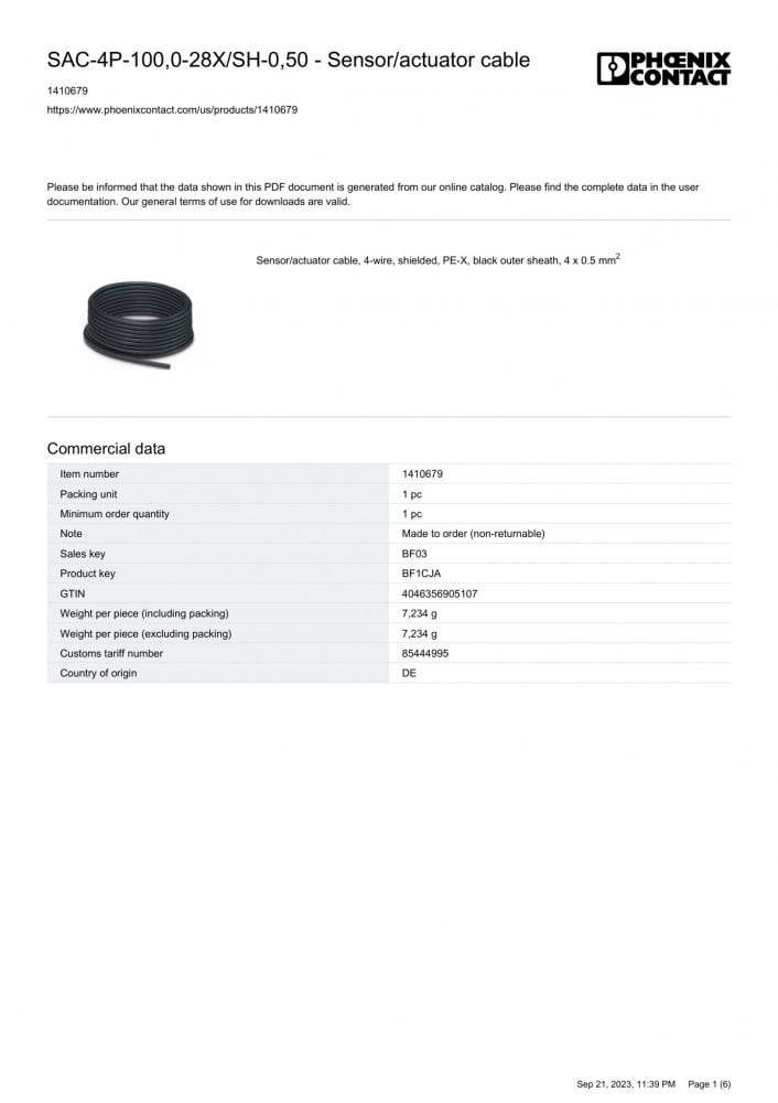 Phoenix Contact 1410679 document page 1