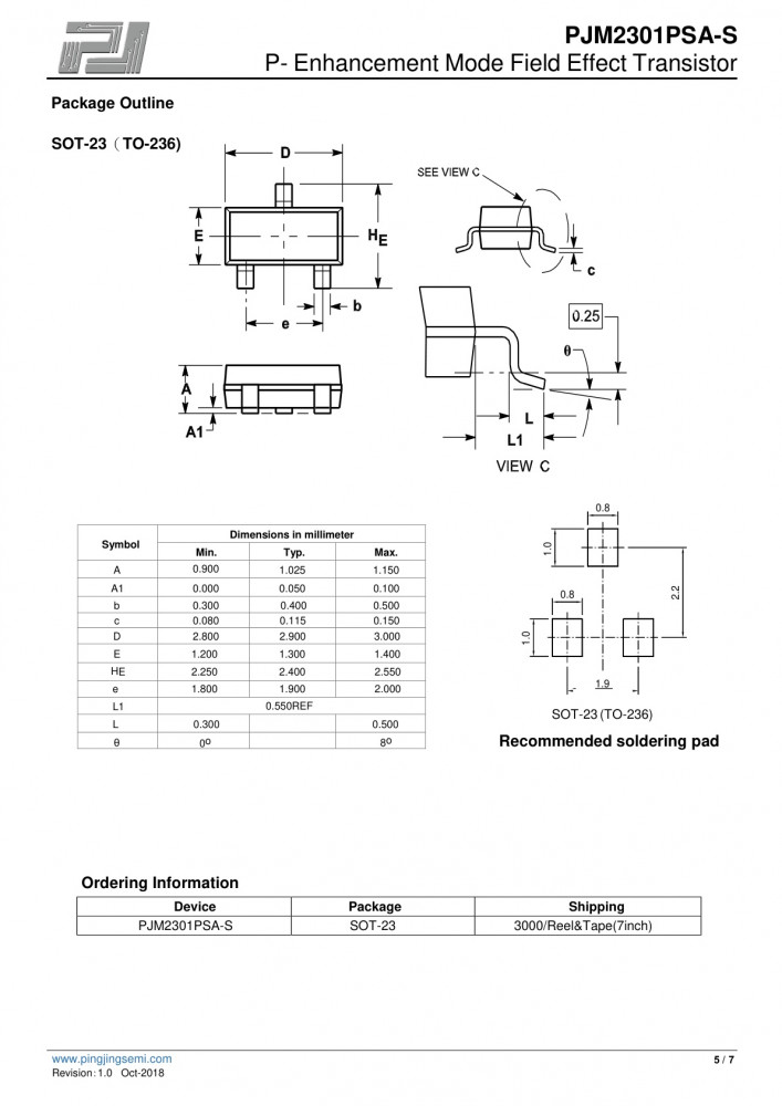 PJM2301PSA-S datasheet page 5