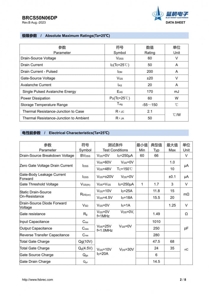BRCS50N06DP datasheet page 2