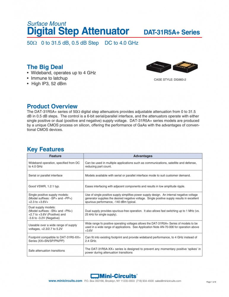 DAT-31R5A-SP+ datasheet page 1