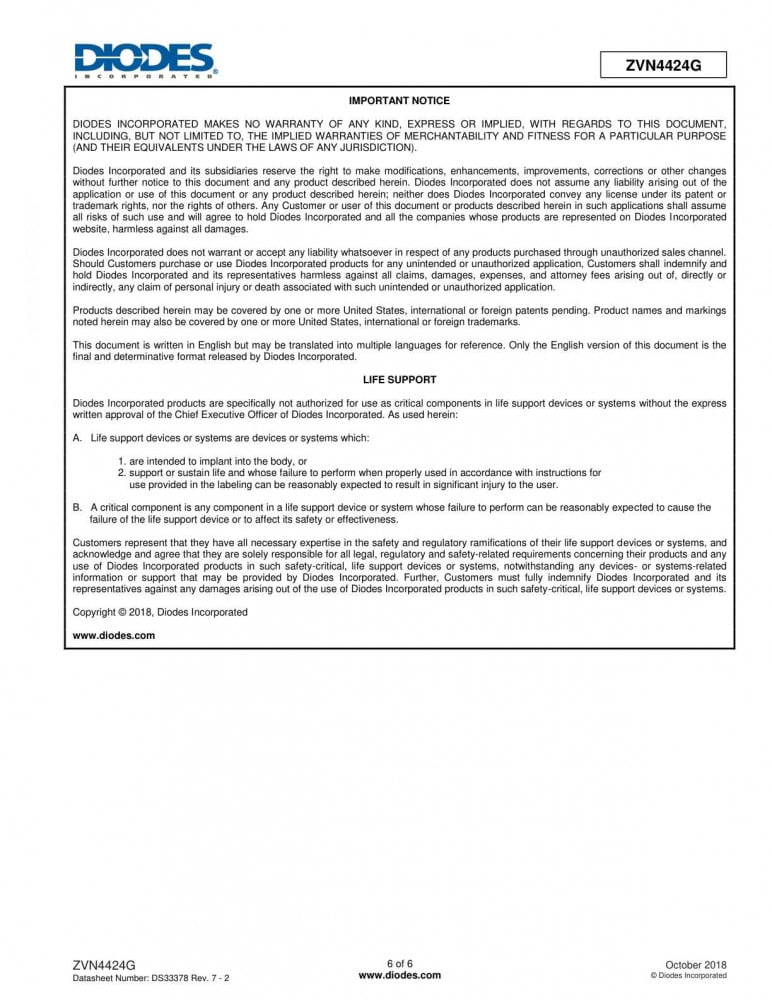 ZVN4424GTA datasheet page 6