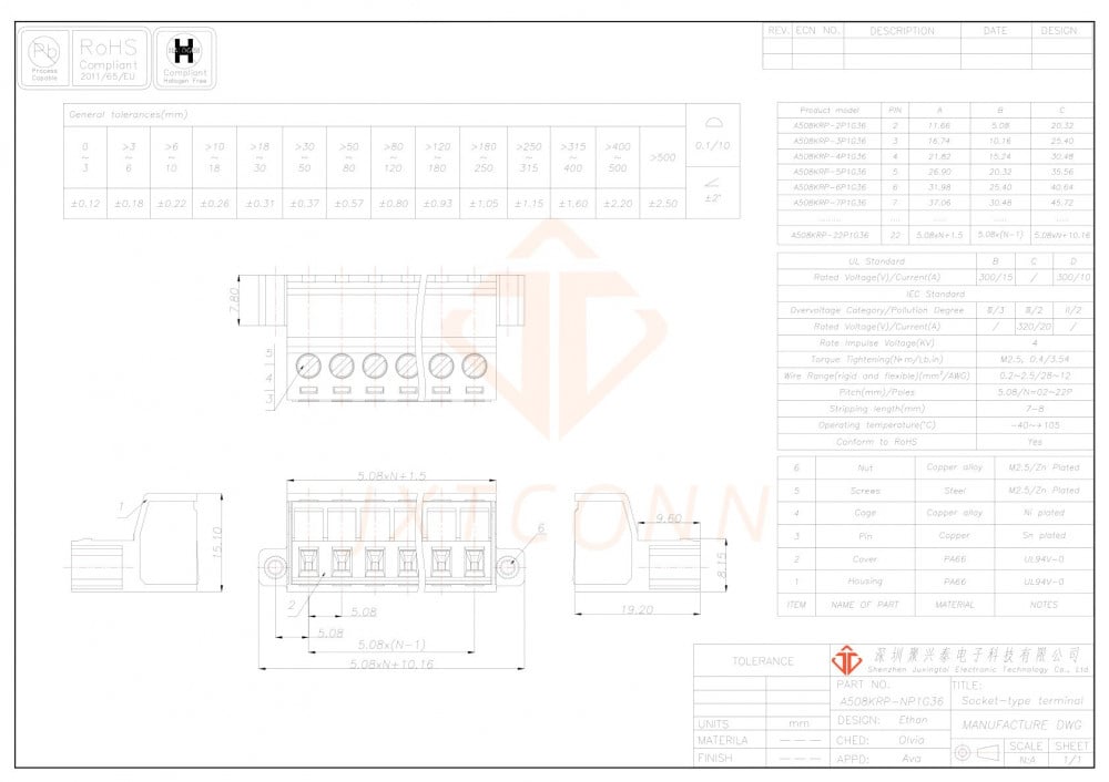 A508KRP-9P1G36 technical drawing page